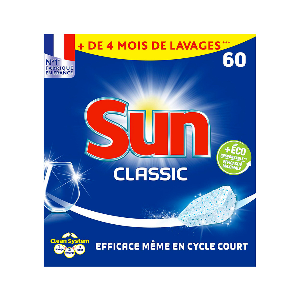 Tablettes lave vaisselle classic Sun 60 doses | Market-Office