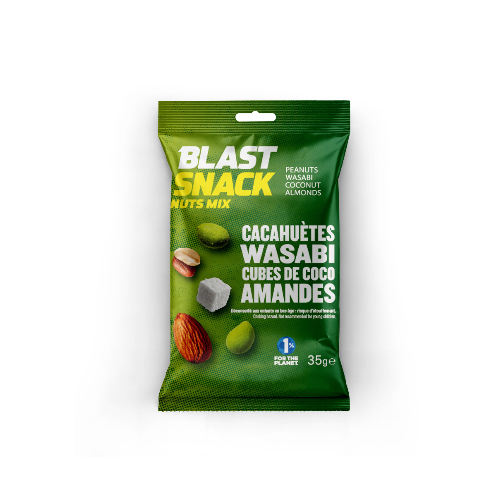 Blast Snack - Cacahuètes wasabi coco amandes - 35g x15 | Market-Office